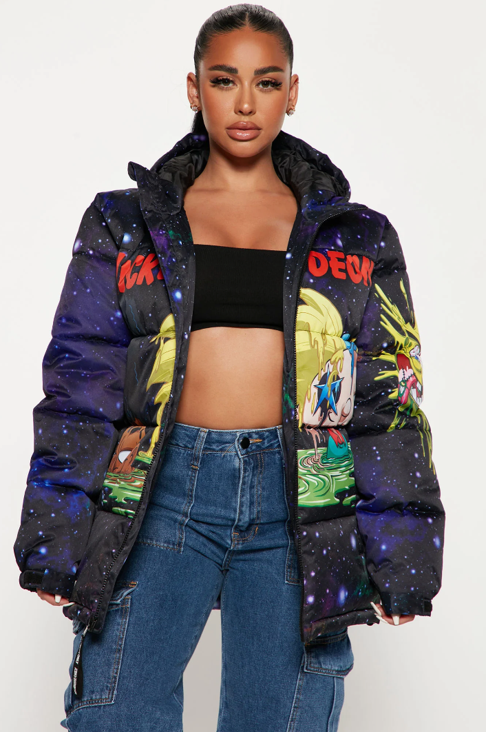 Nickelodeon Slime Puffer Jacket - Black/combo – toolosangeles